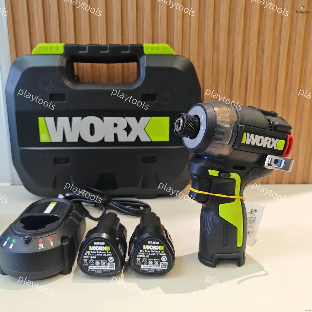 WORX WU138 Бесщеточный гидравлический ударный шуруповерт с интеллектуальным управлением (электрический инструмент для закручивания винтов, 2 аккумулятора + 1 зарядное устройство в комплекте)