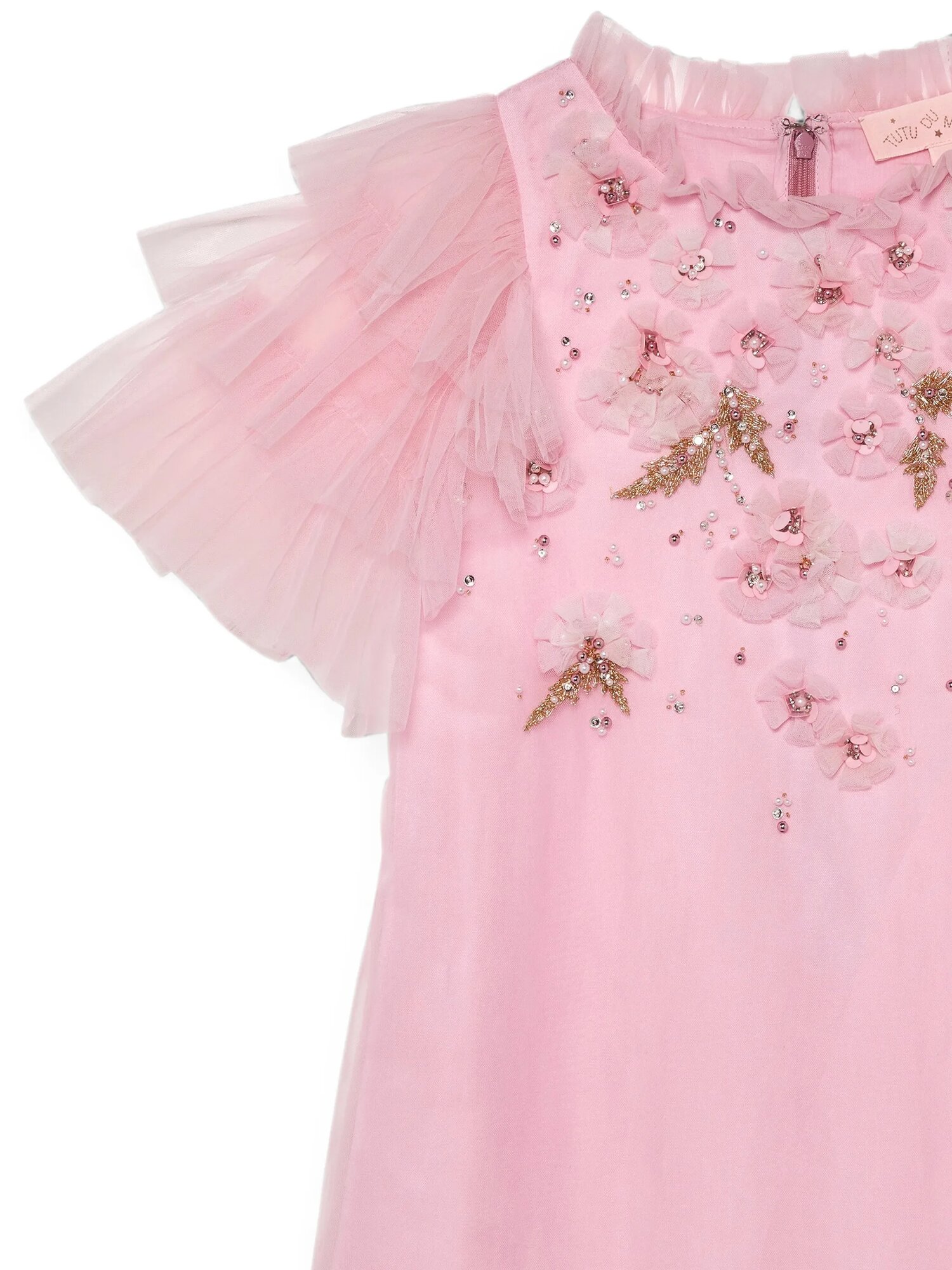 Платье Tutu du Monde Bead-embellished ruffled dress, размер 92-98, кораллово-розовый — фото 1