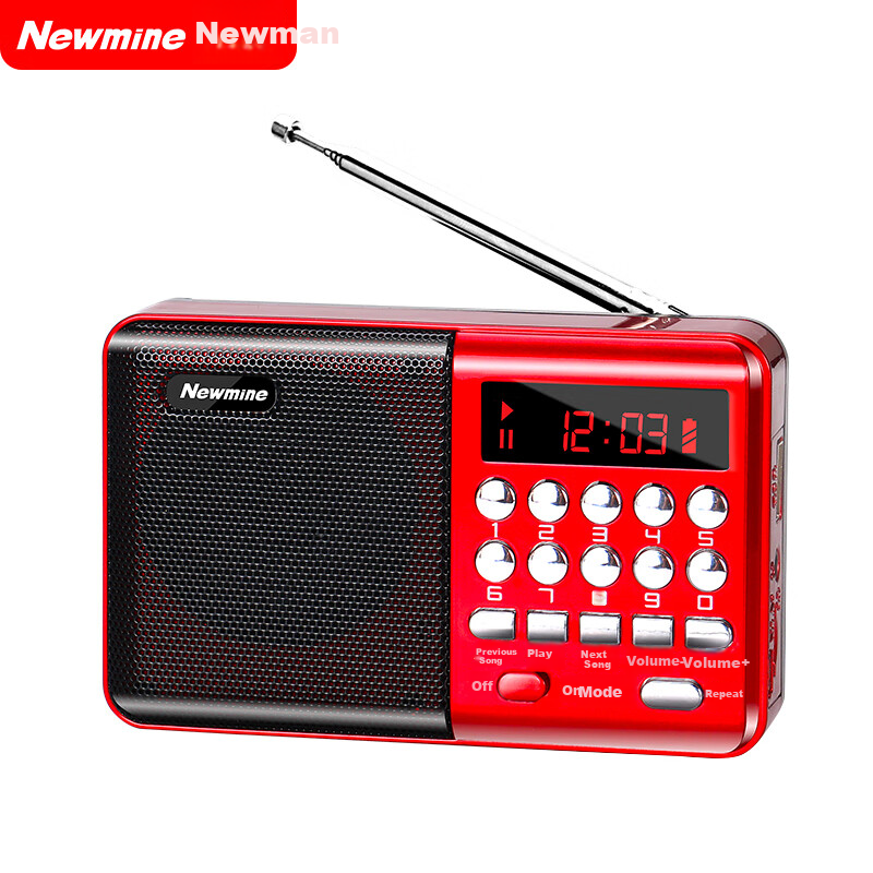Newmine K65 Портативный радио-колонка с карт-слотом и подзарядкой для пожилых людей Цвет：Китайский красный (встроенный