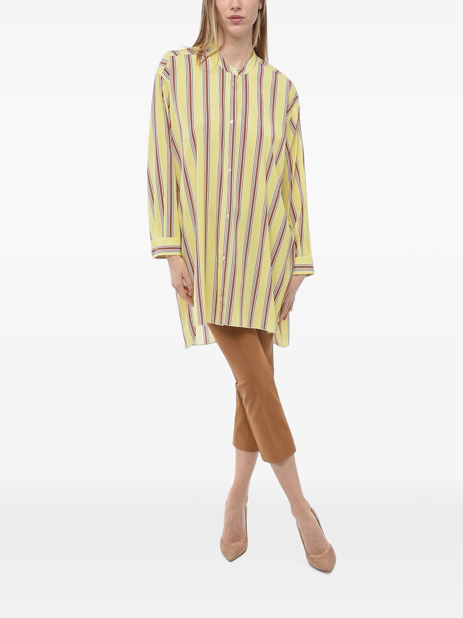Блуза MR. MRS. SHIRT Asymmetric striped blouse, размер 42, светло-желтый — фото 1