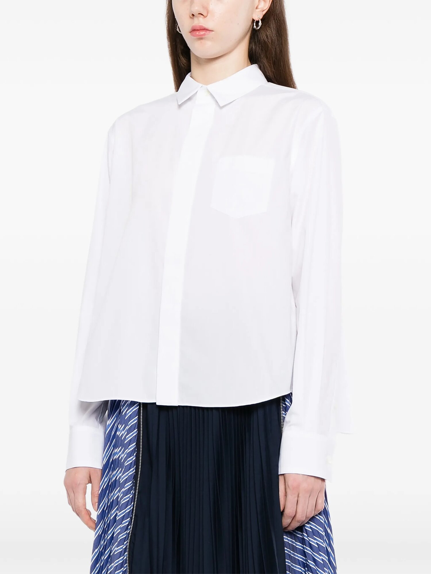 Рубашка Sacai Button-up poplin shirt, размер 48, бежевый/белый — фото 1