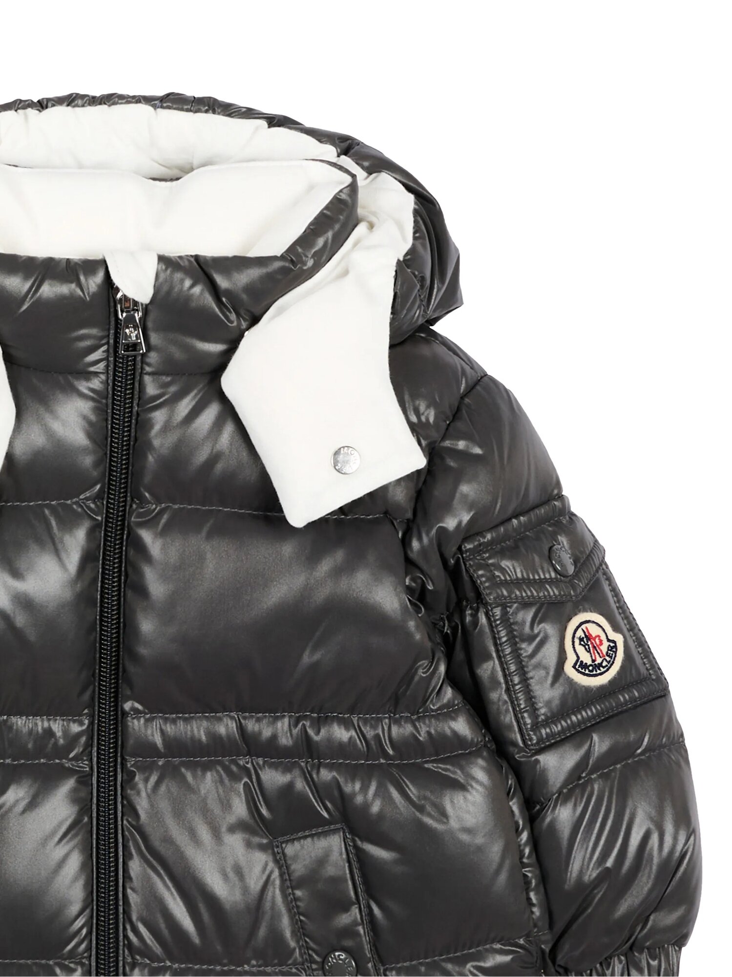Пуховик Moncler, размер 2 года, серый/синий/голубой — фото 1
