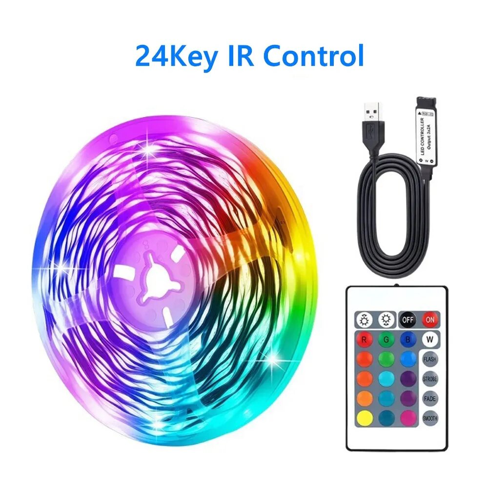 RGB лента светодиодная 10м, 24 Key IR Control