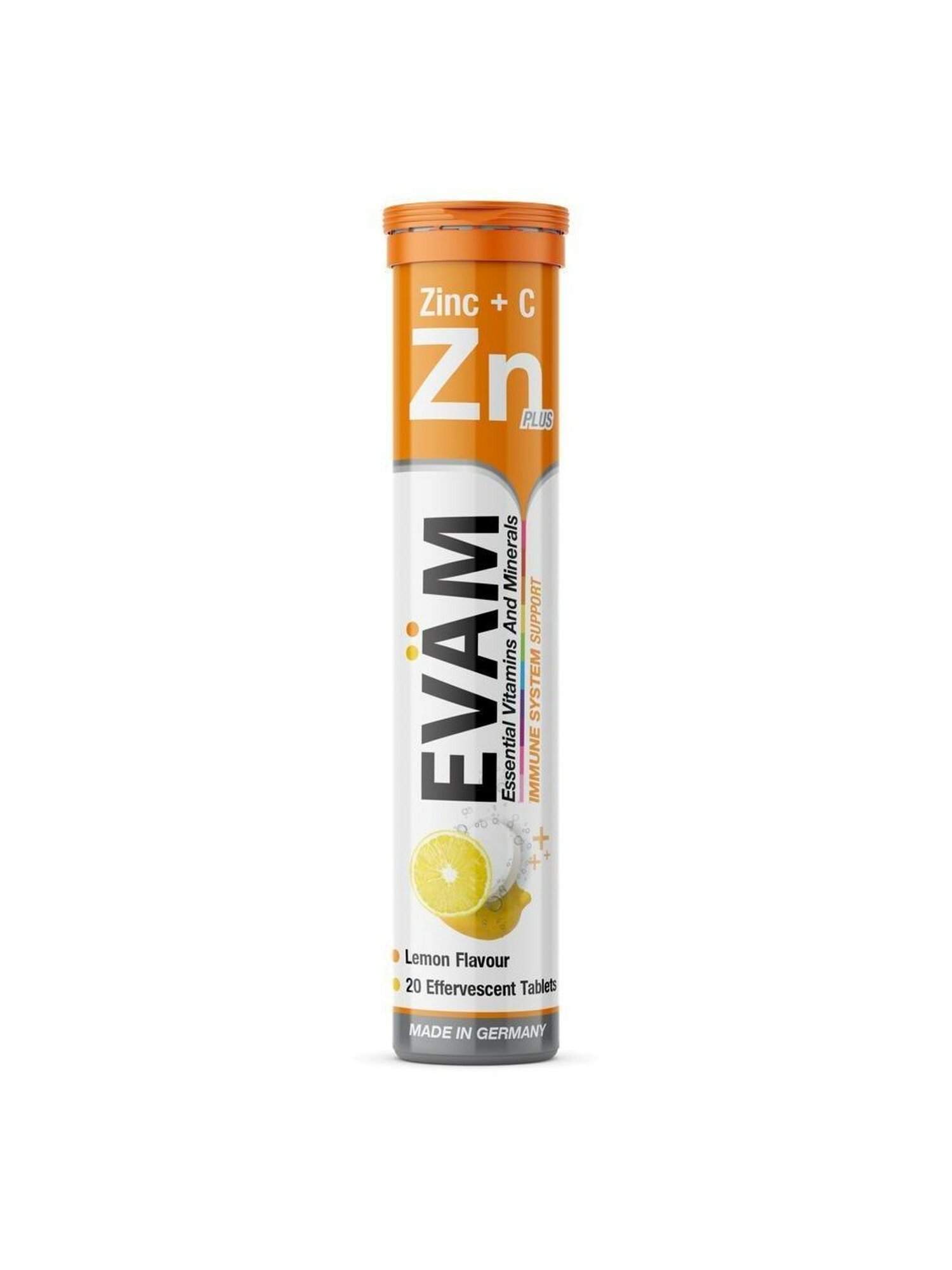 EVAM цинк+витамин С N20 табл ШИП ПО 4,1Г — Таблетки шипучие массой 4,1 г - 20 штук в тубе.