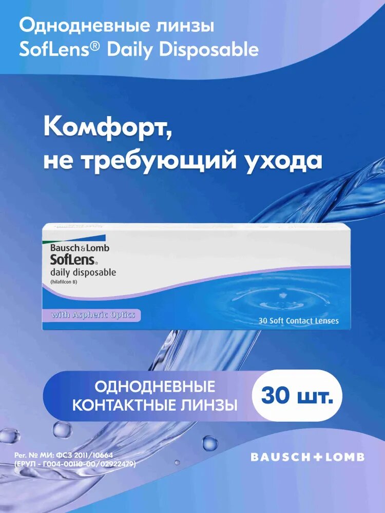 Bausch+Lomb SofLens® Daily Disposable контактные линзы 30 шт. / -2.50 / 8.6 /