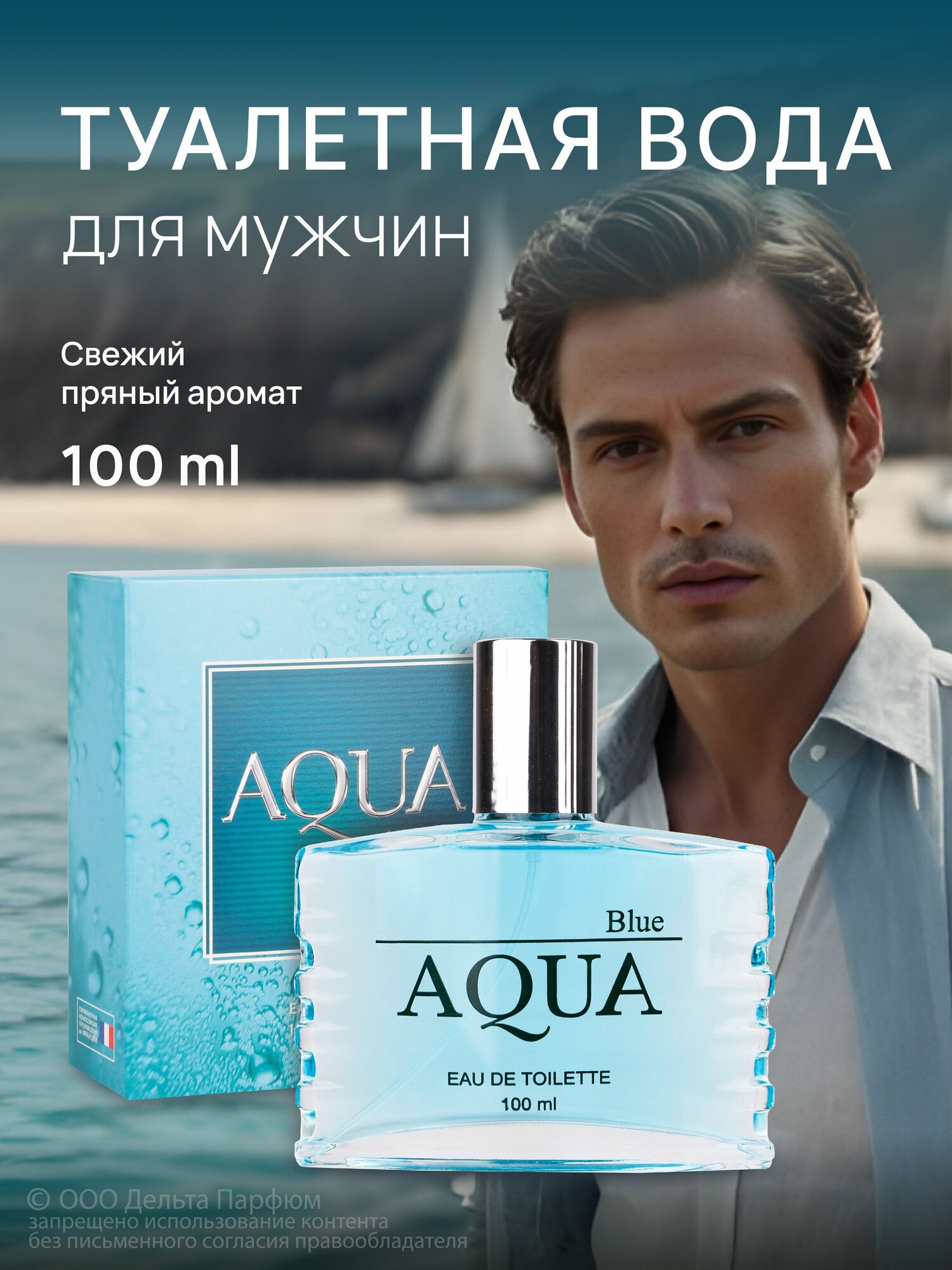 Туалетная вода мужская Aqua Blue, 100 мл.