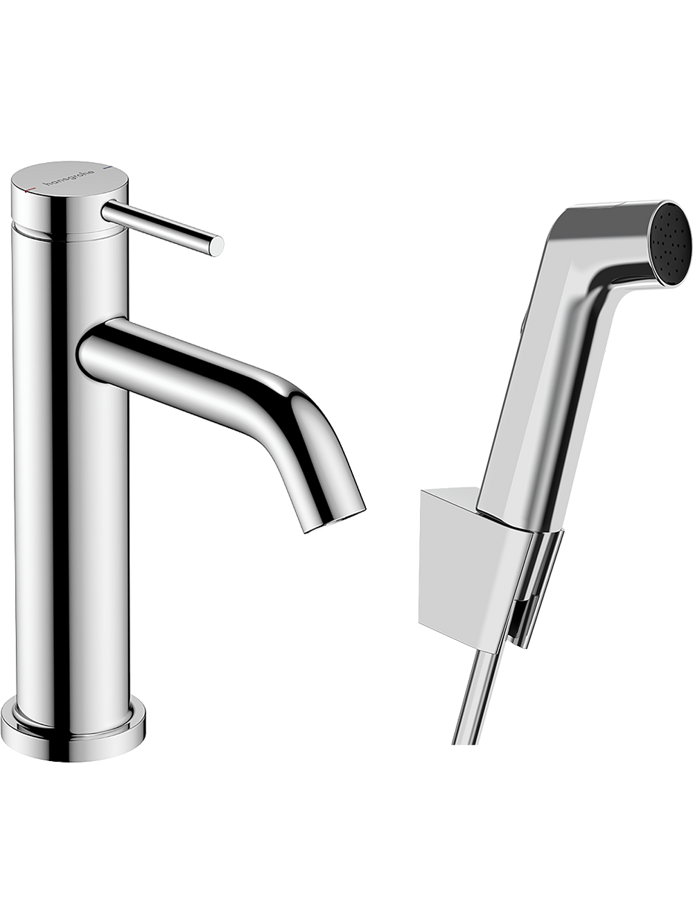 Смеситель для раковины hansgrohe Tecturis S 110 с гигиеническим душем и душевым шлангом, 73211000, хром