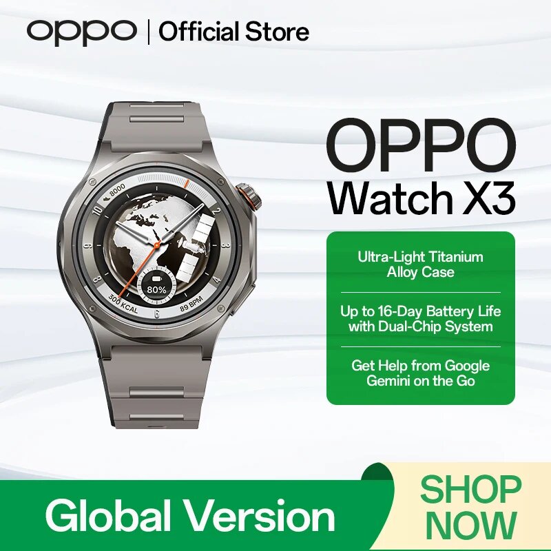OPPO Watch X3 Глобальная версия Серебряный, Titanium