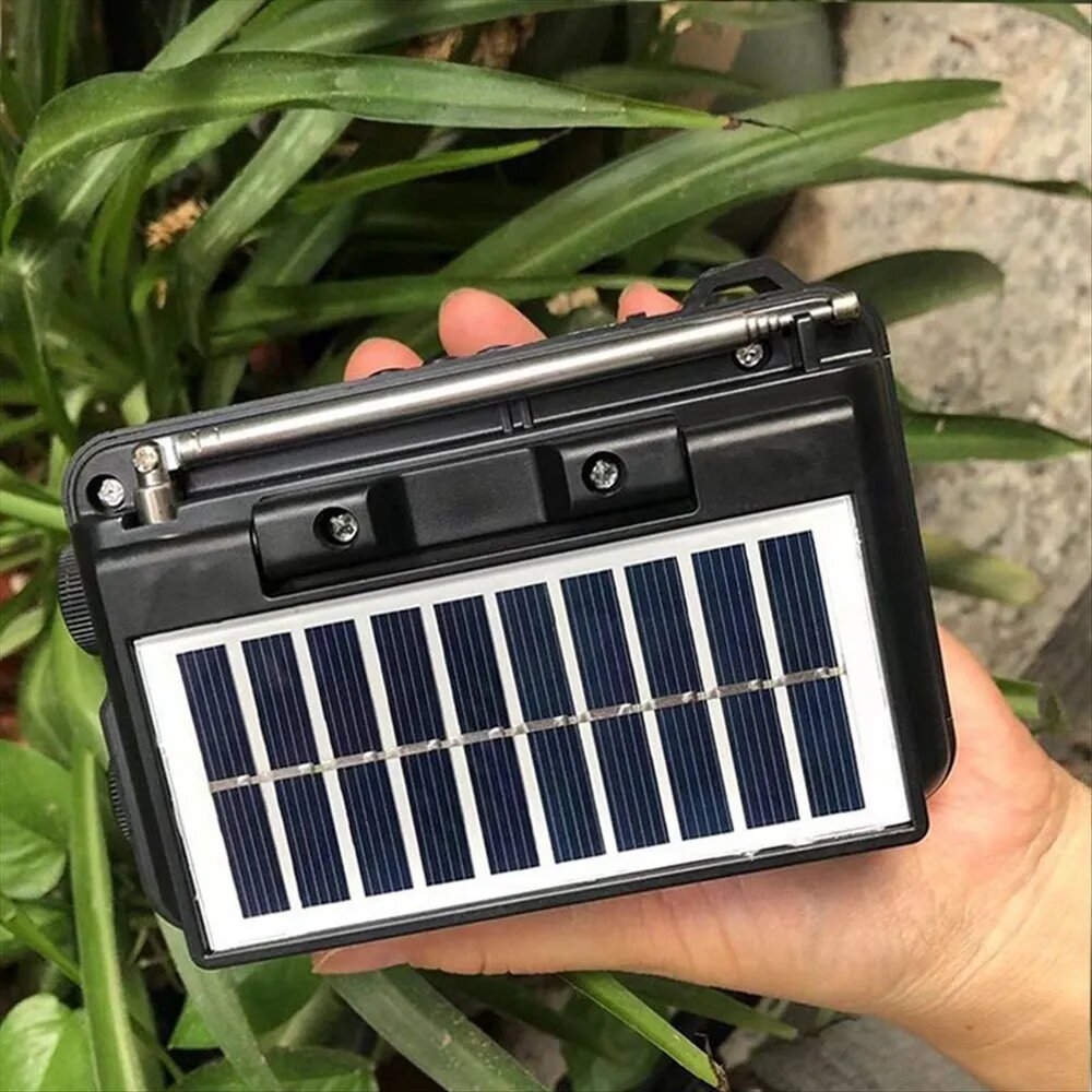 Магнитола 8-диапазонный радиоприёмник FM/AM/SW1-6 с USB, TF-картой, Bluetooth, аккумулятором и фонариком — фото 1