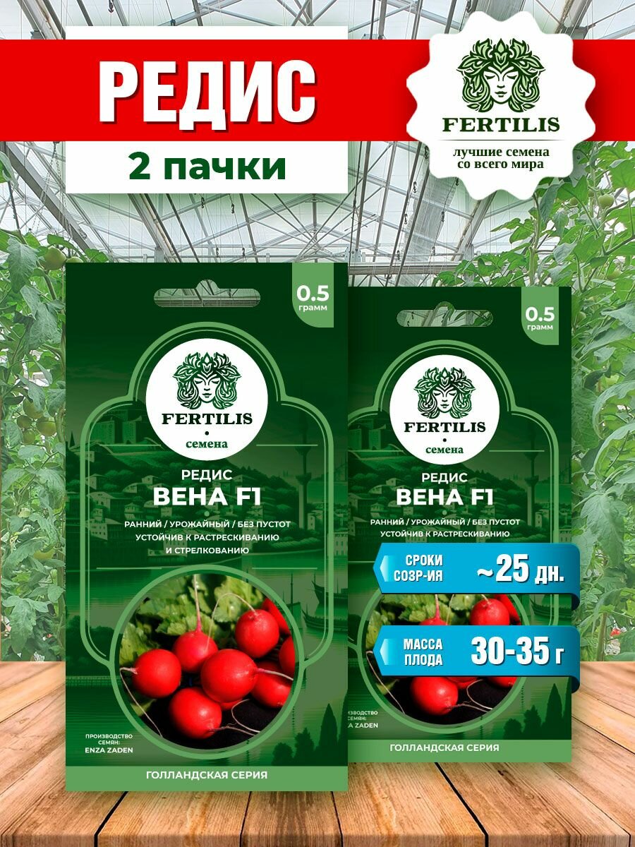 Семена урожайного редиса "Вена F1" от компании Fertilis (2 пачки)