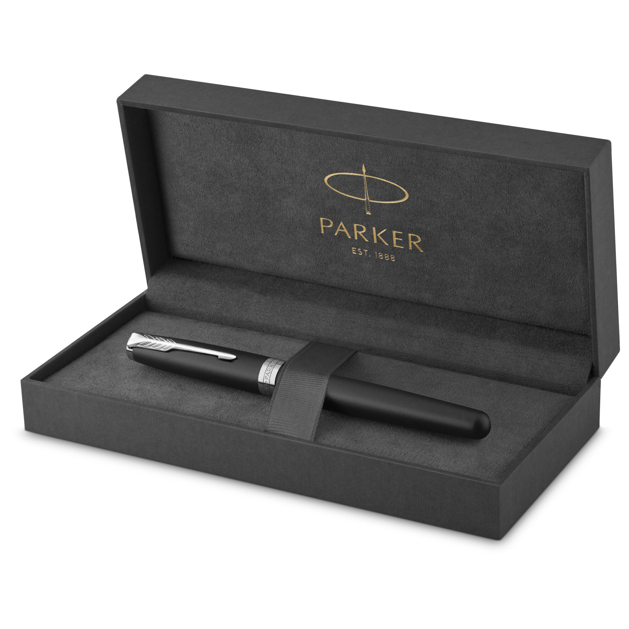 Ручка-роллер Parker "Sonnet Matte Black CT" черная, 0,8мм, подарочная упаковка