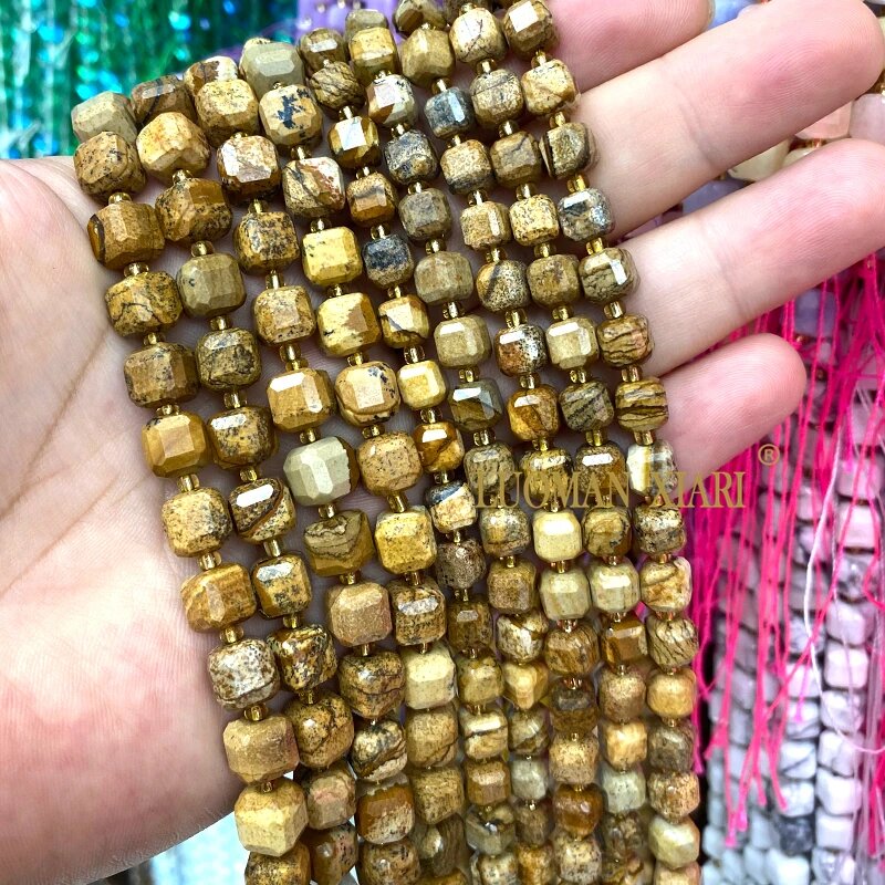 Натуральные бусины сардоникс LUOMAN XIARI 5/6/8 мм 8mm 15-17pcs loose, picture jasper