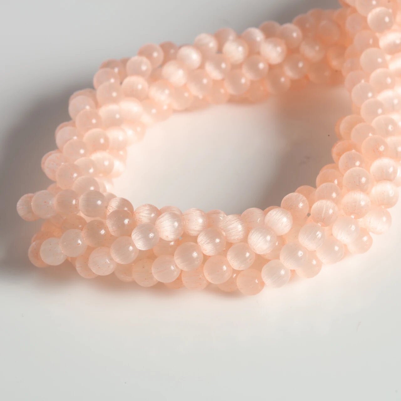 Стеклянные бусины «Кошачий глаз» 4/6/8 мм Розовый, 4mm 600pcs, Оранжевый, Light Orange