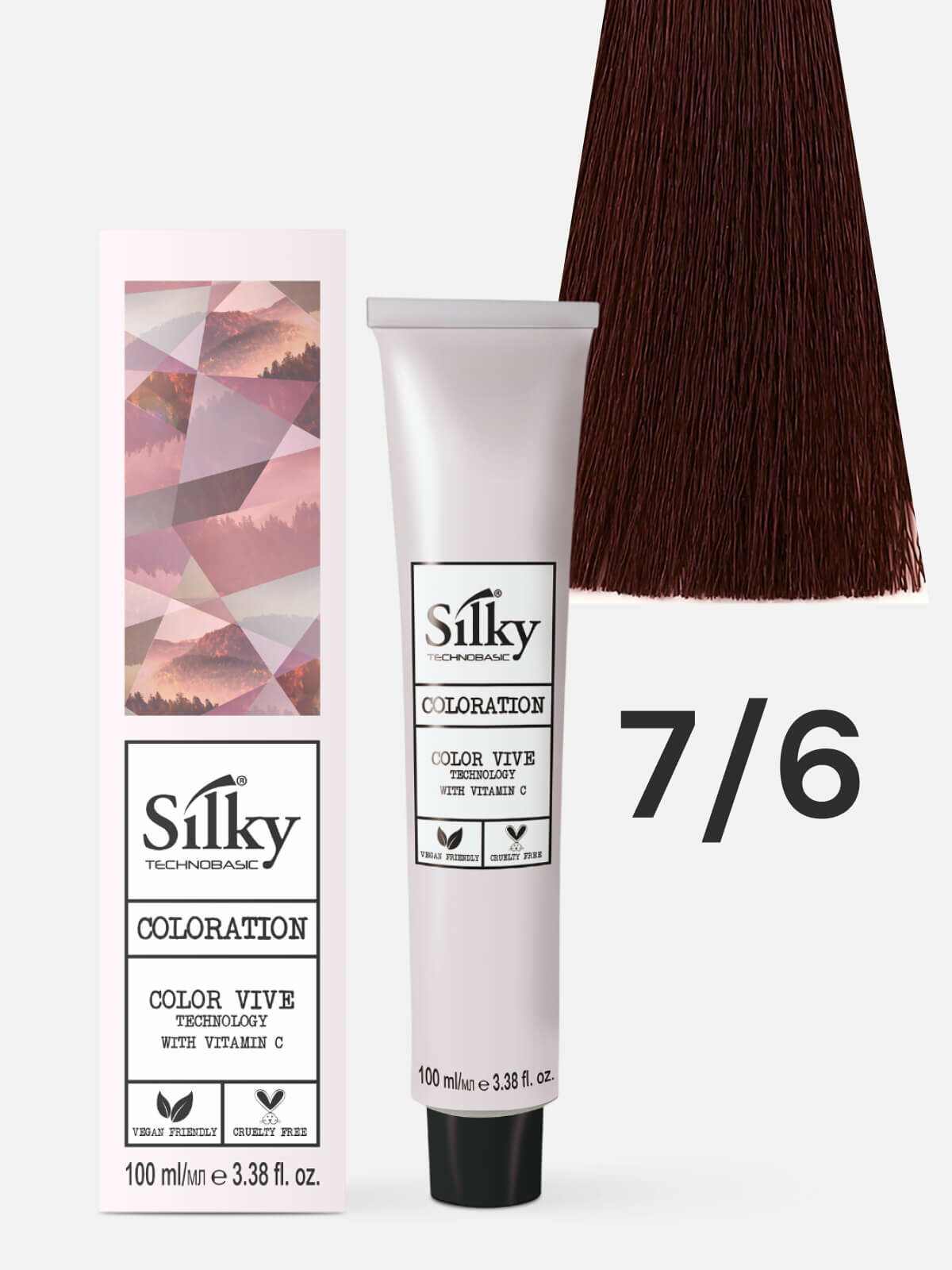 Крем - краска для волос профессиональная Silky Color Vive/Ultralift 7/6 Русый Красный, 100 мл