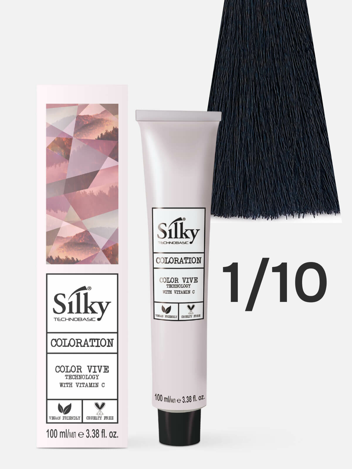 Крем - краска для волос профессиональная Silky Color Vive/Ultralift 1/10 Иссиня-черный, 100 мл