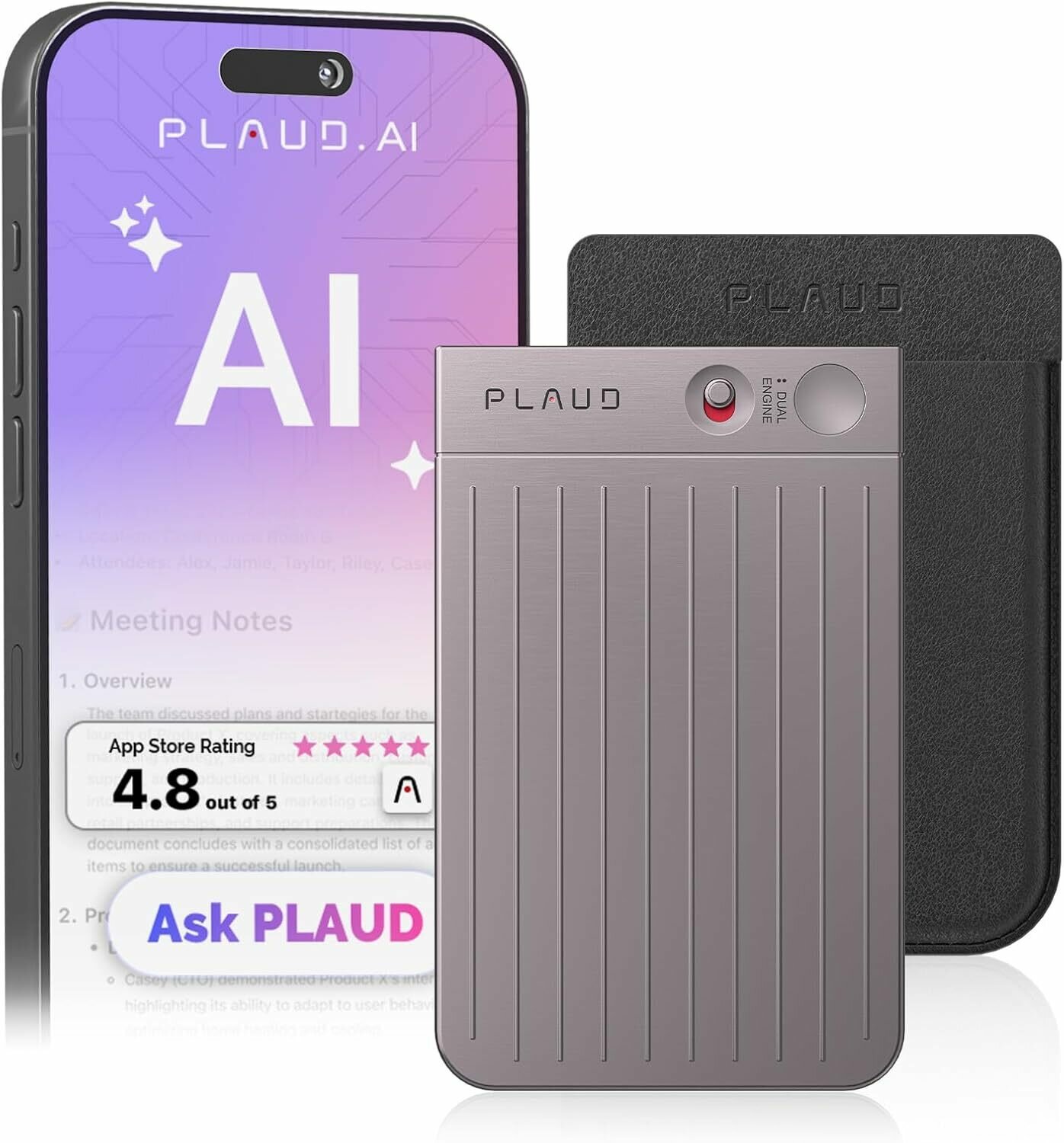 Цифровой диктофон Plaud Note с поддержкой ChatGPT, Сияющая звезда | Starlight