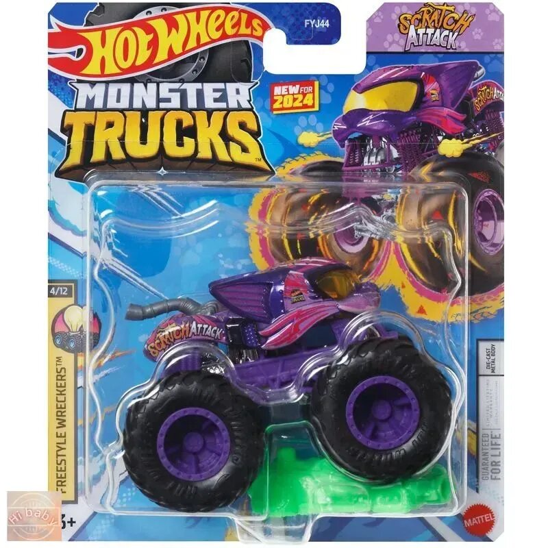 Машинка Mattel Монстр-трак FYJ44 2024 SCRATCH ATTACK 1/64