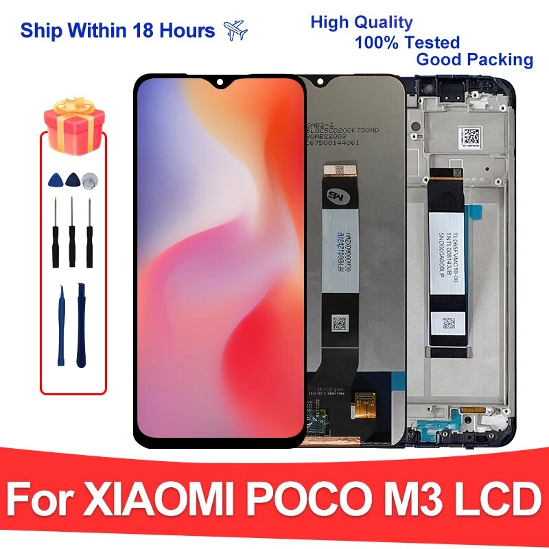 ЖК-дисплей для Xiaomi POCO M3 M2010J19CG, сенсорный экран 6,53 дюйма для Redmi 9T LCD Black No Frame