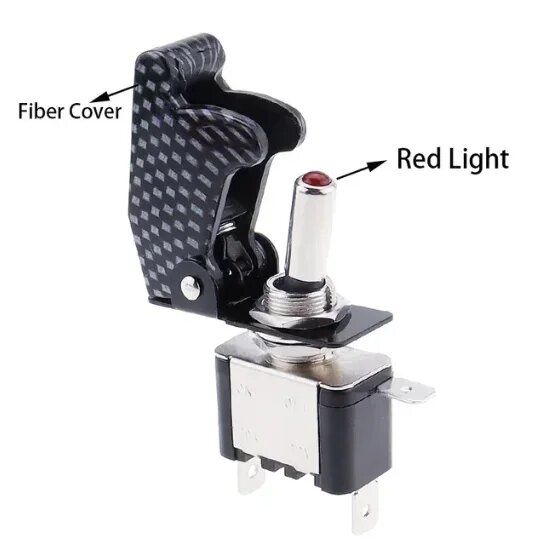 Переключатель ASW07 12В 20А с подсветкой Carbon cap Red LED