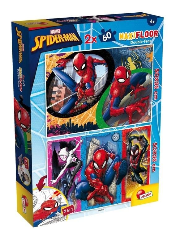 Пазл Lisciani Spider-Man, напольный, двусторонний, 2x60 элементов, разноцветный