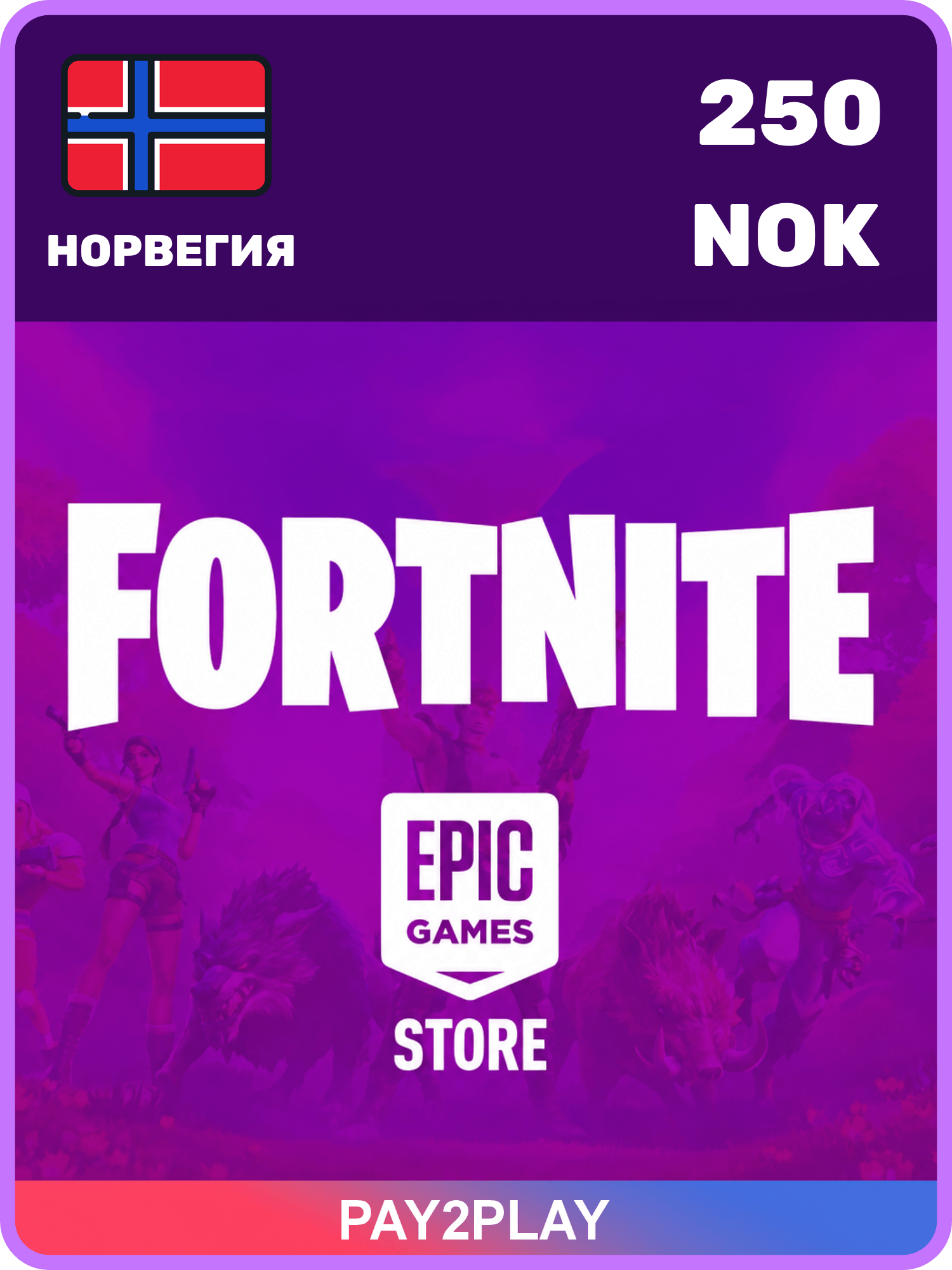 Подарочная карта Fortnite 250 NOK, Норвегия / цифровой код / Fortnite Gift Card Norway, 250 NOK