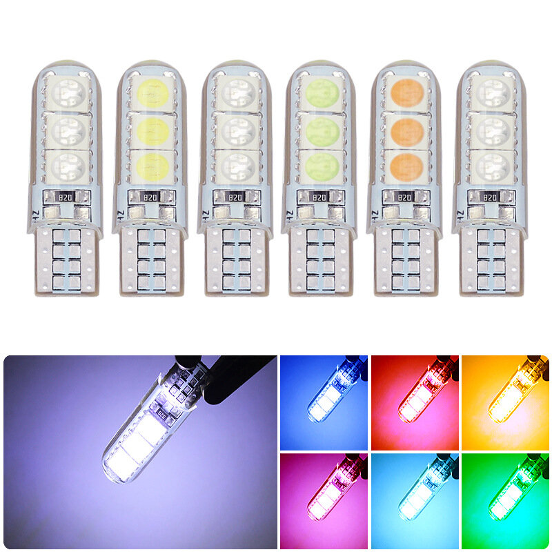 6LED автомобильная указательная лампа с кристаллом W5W T10 5050 для номерного знака и приборной панели, ледяная синяя