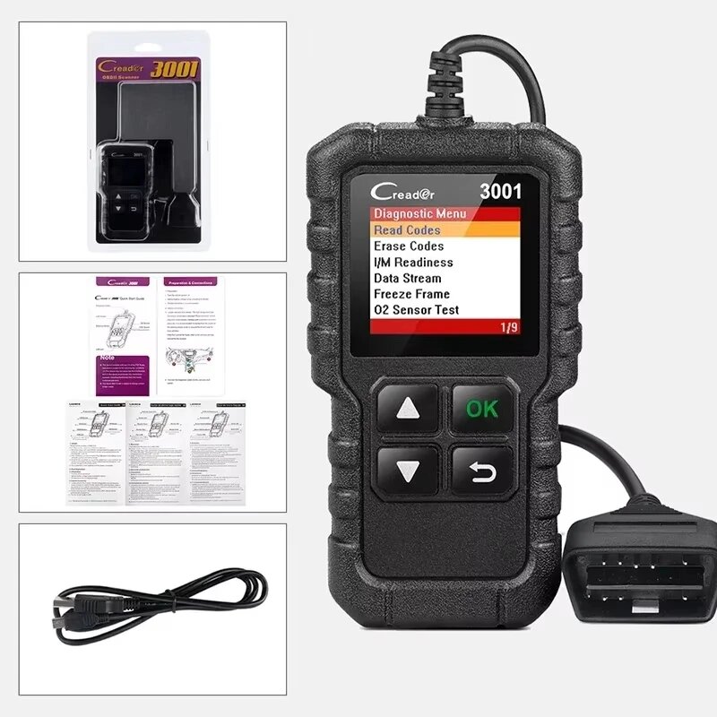 Диагностический сканер LAUNCH X431 Creader 3001 для автомобилей OBD2, тестер аккумулятора, считыватель кодов неисправностей, диагностический инструмент OBDII, аналог ELM327, для автомобилей после 1996 года выпуска