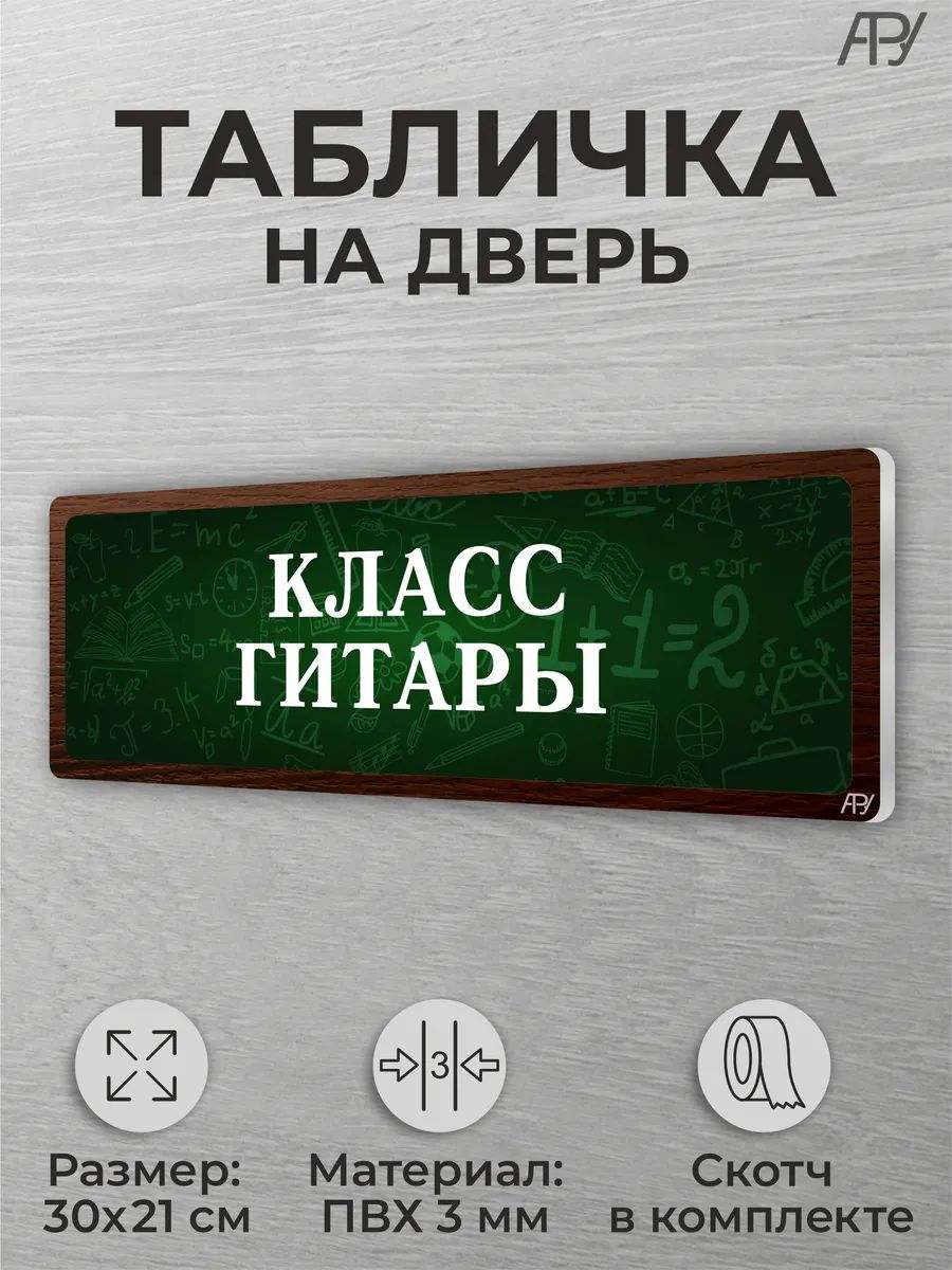 Школьная табличка на дверь класса и кабинета Класс гитары
