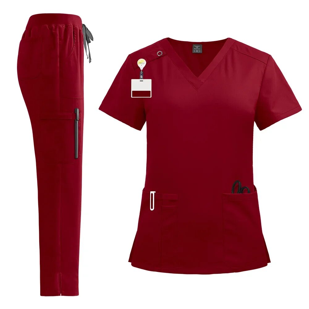 VIPOL Женские Медицинские Костюмы Бордовый, S, 42020-Big Red