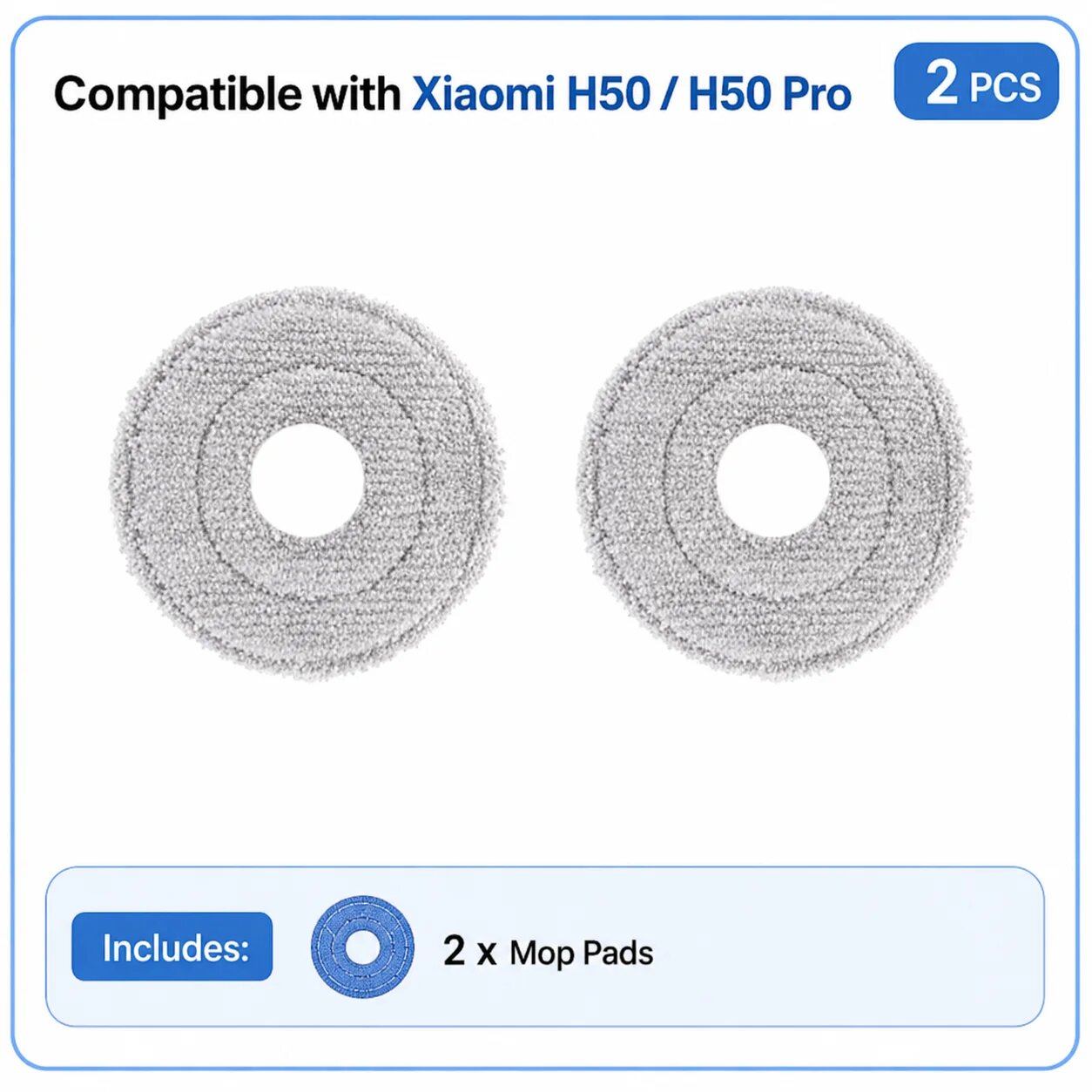 Запчасти для робота-пылесоса Xiaomi H50/H50 Pro: щетки, фильтр, салфетка Бежевый, 2 Mop