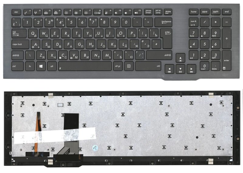 Клавиатура для ноутбука Asus G75V G75VW черная с рамкой и подсветкой
