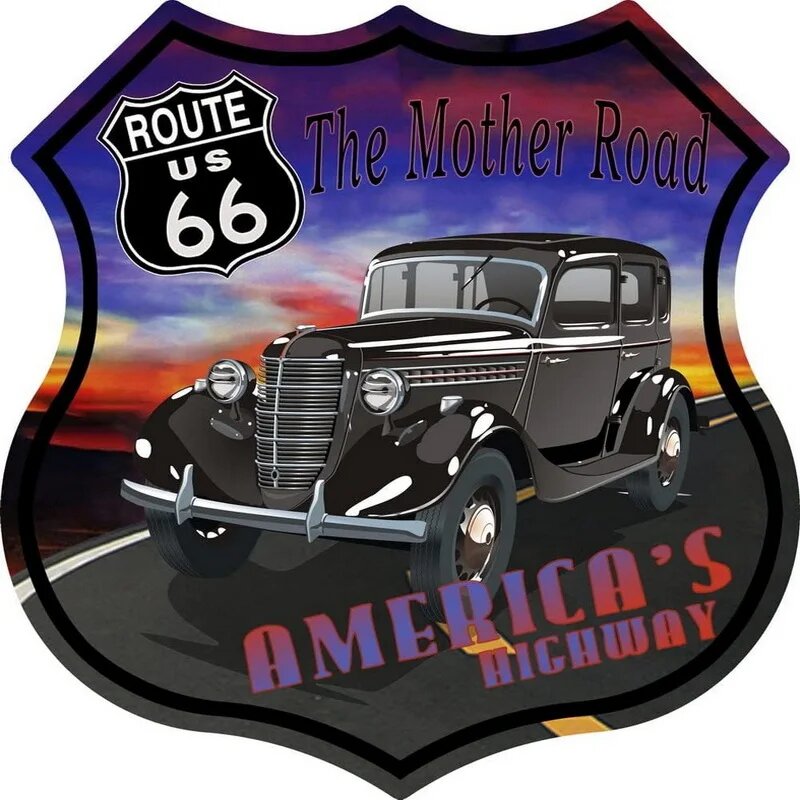 Металлическая табличка Route 66