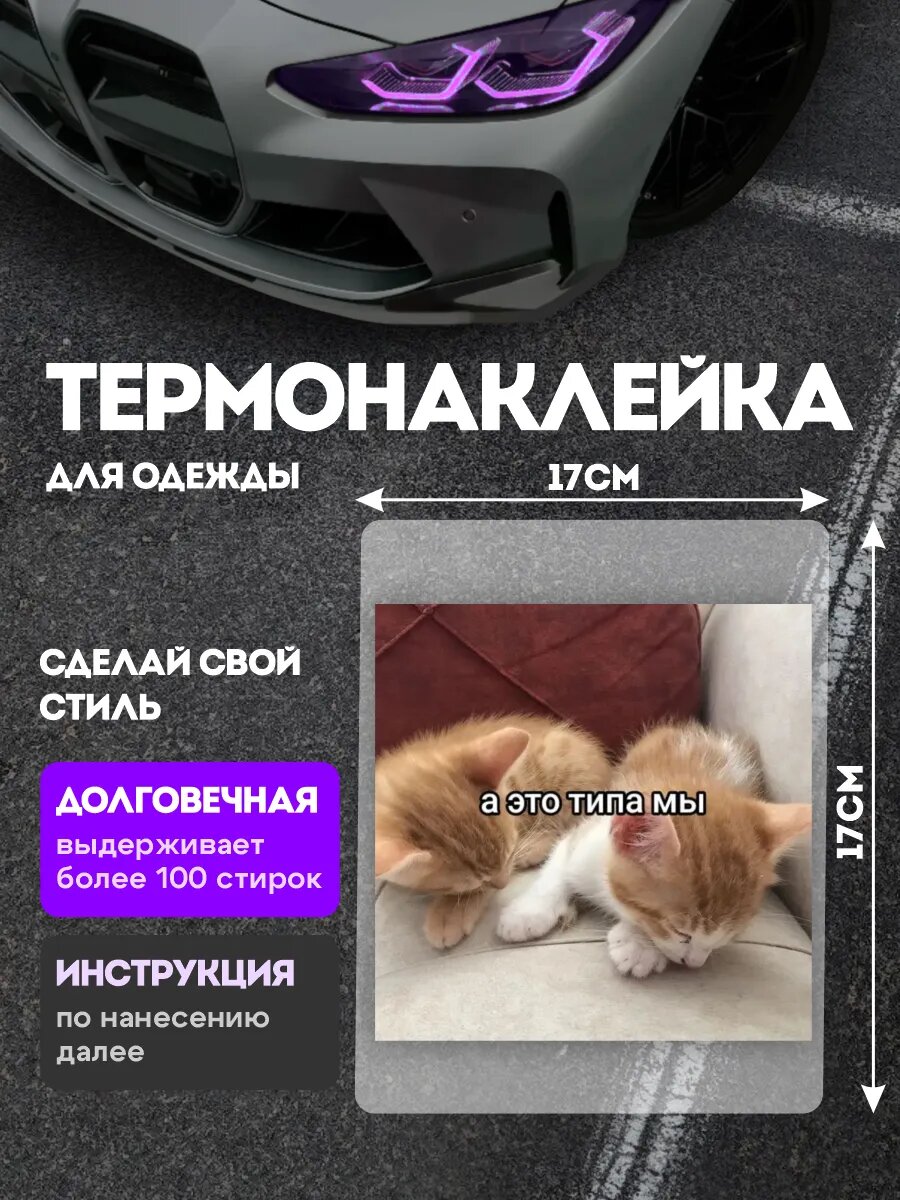 Термонаклейка на одежду мем котики