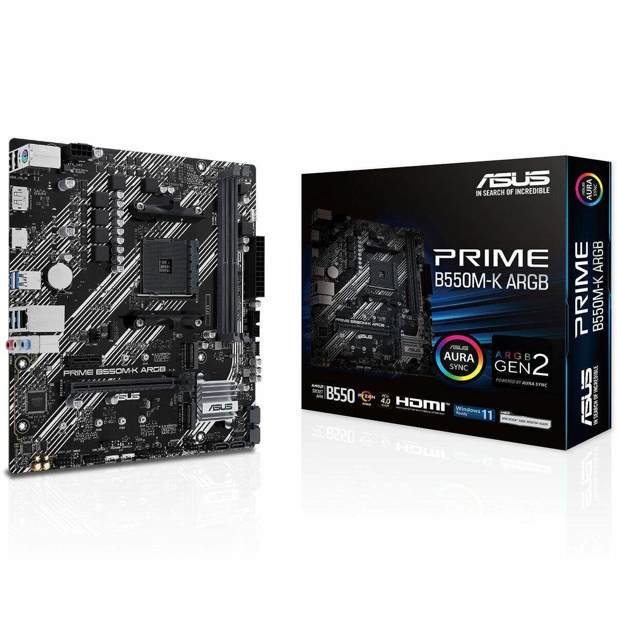 Материнская плата ASUS PRIME B550M-K ARGB, AM4, AMD B550, Micro-ATX, RTL (90MB1GC0-M0EAY0)