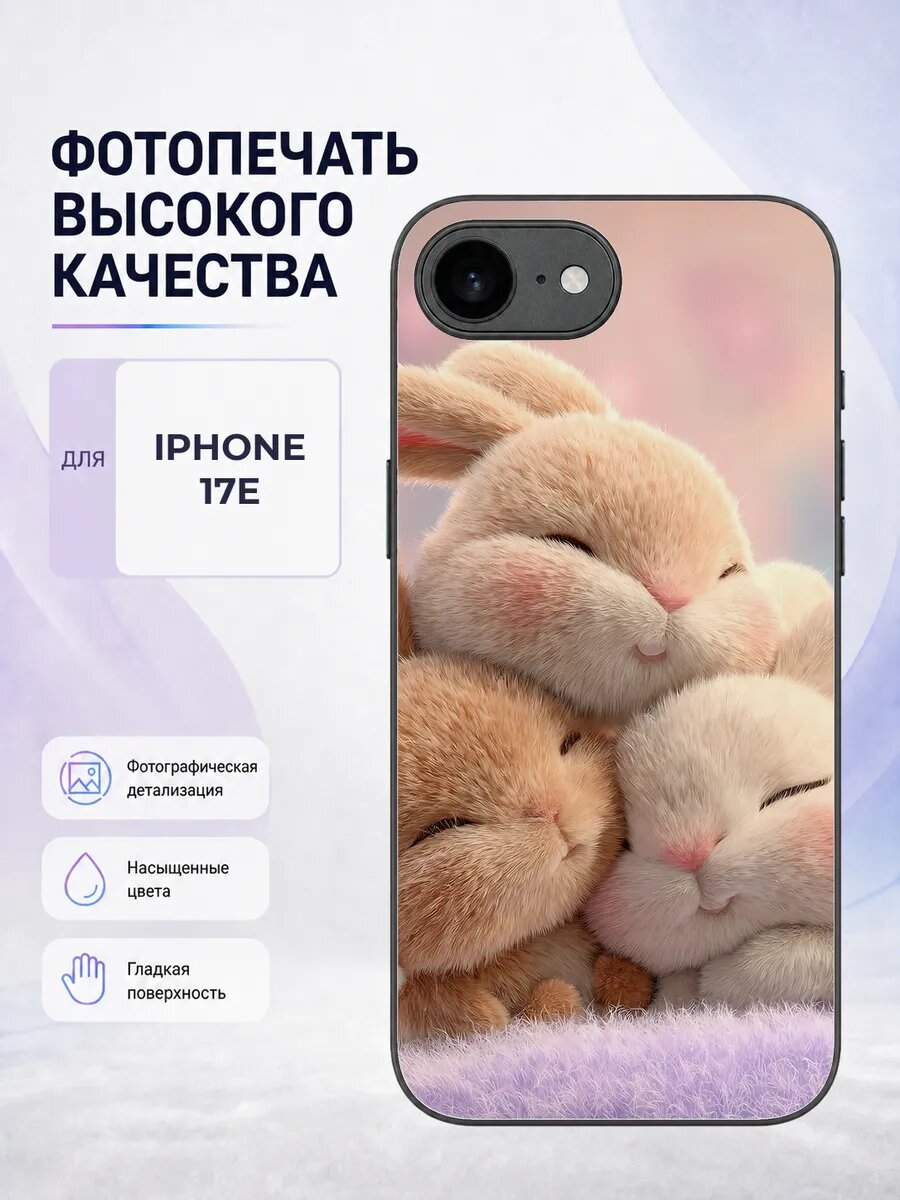 Чехол с рисунком для Iphone 17e малыши животных кавай бежевы