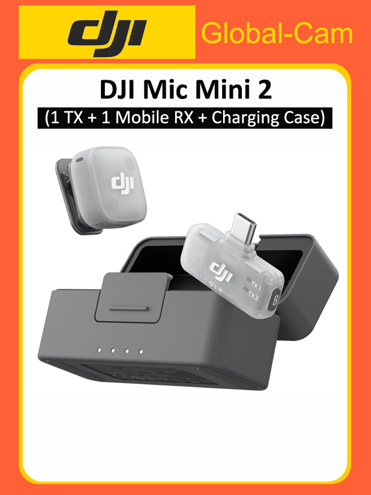 Mикрофон DJI Mic Mini 2 (1 TX + 1 Mobile RX + Charging Case) Для Cмартфон, За исключением приемника