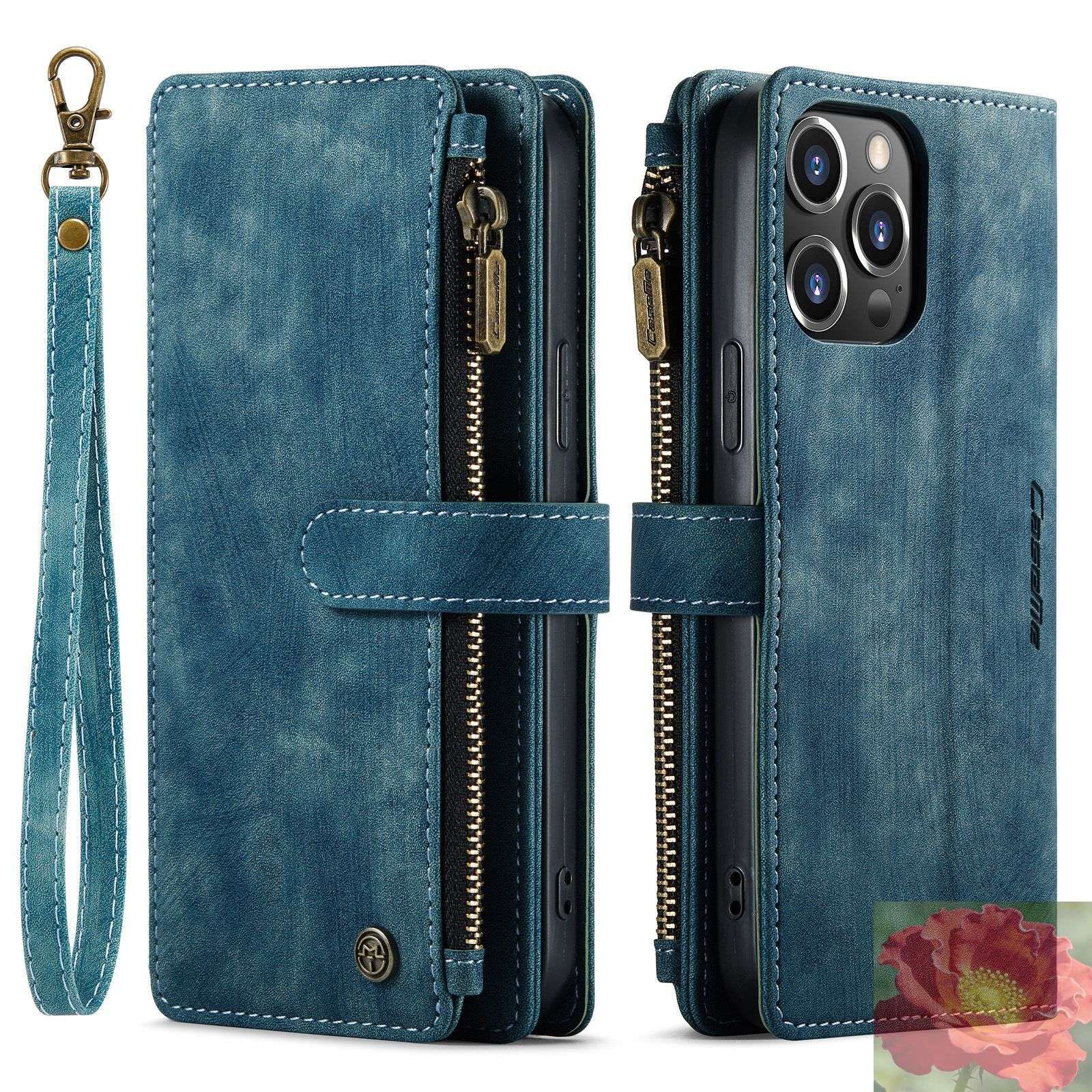 Кошелек Чехол Caseme для Apple iPhone 12/ iPhone 12 Pro / Aйфон 12 про Многофункциональный, портативный, на шнурке, кожаный, книжка