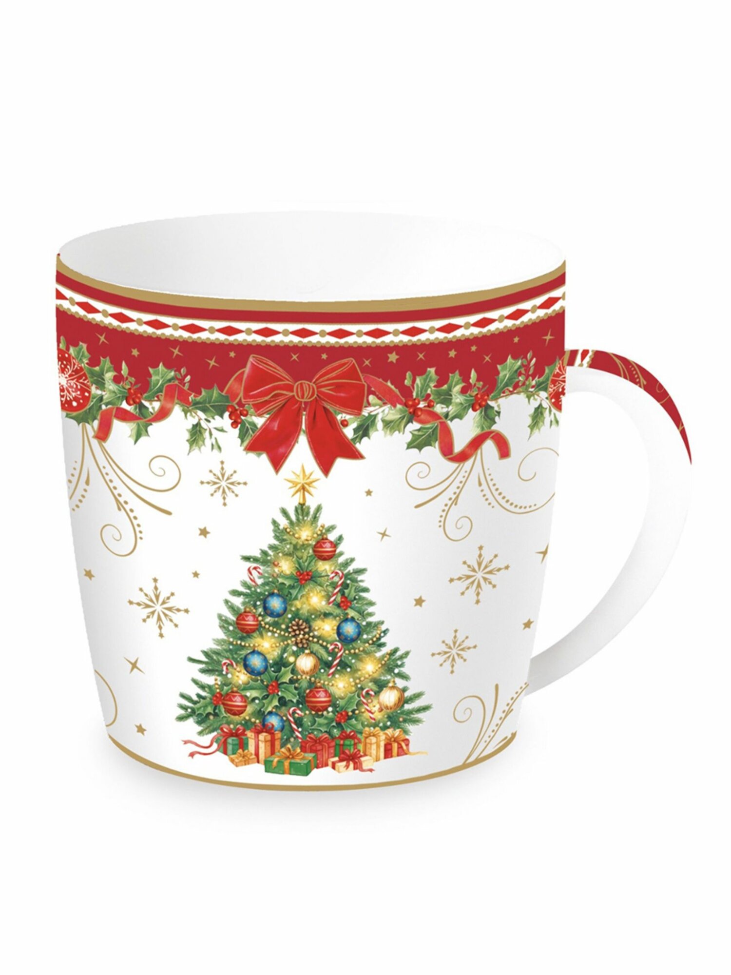 Кружка фарфоровая 350 мл Christmas Heritage Christmas Tree новогодняя для чая и кофе с ручкой с рисунком