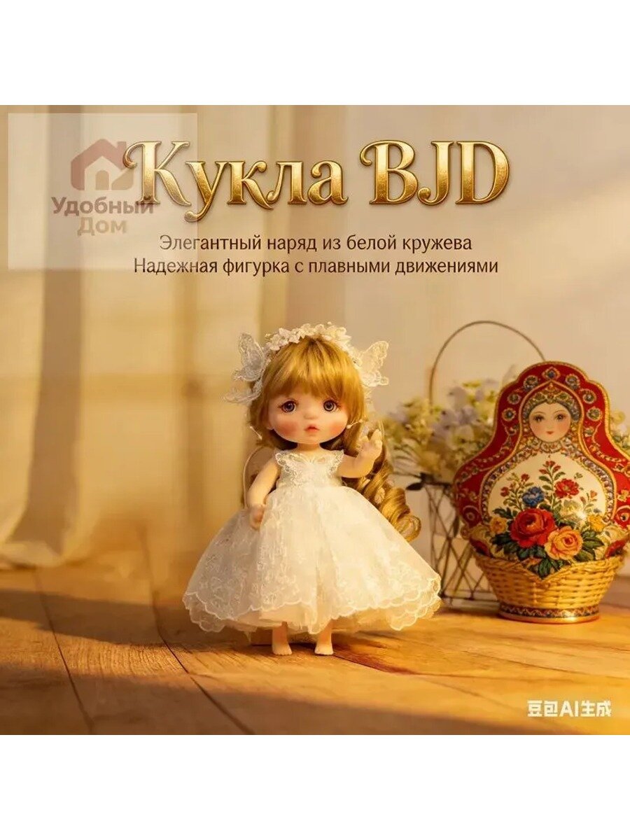 Кукла-невеста 25 см (10 дюймов), коллекционная, бежевая, с мимикой, ABS пластик