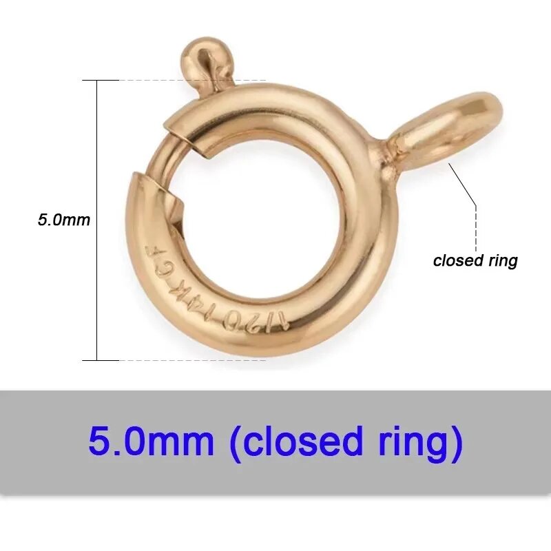 Пружинные застежки BTOO из позолоченного золота 14K 100 pieces, 5.0mm (closed ring)