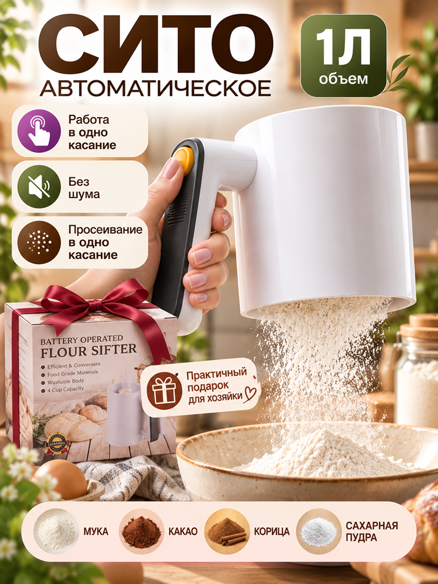 Сито для муки, кружка для просеивания, электрическая, из нержавеющей стали, для сахарной пудры