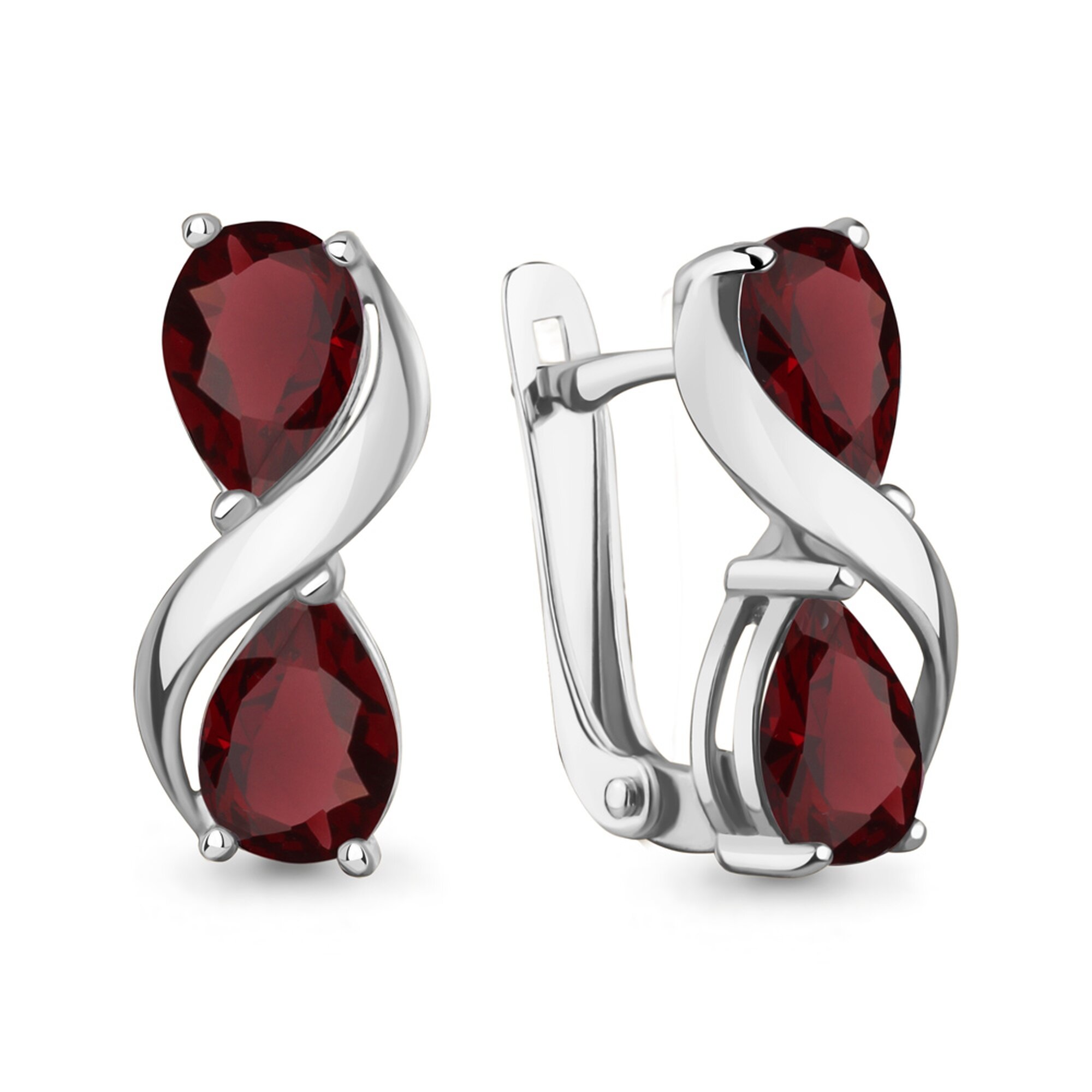 Серьги Diamant online, серебро, 925 проба, родирование, гранат