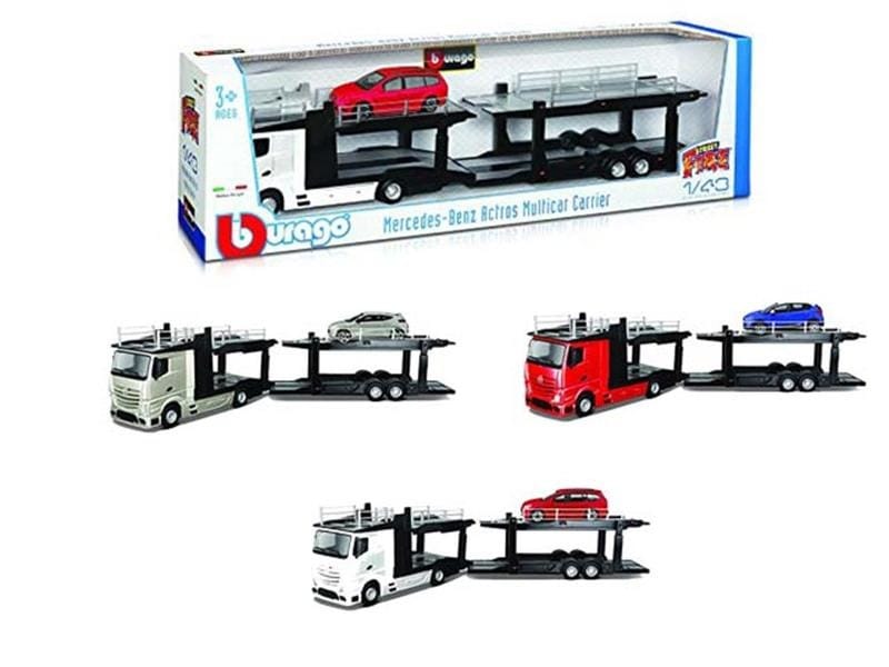 Игрушечная машинка Bburago эвакуатор Mercedes-Benz Actros, белый, масштаб 1/24