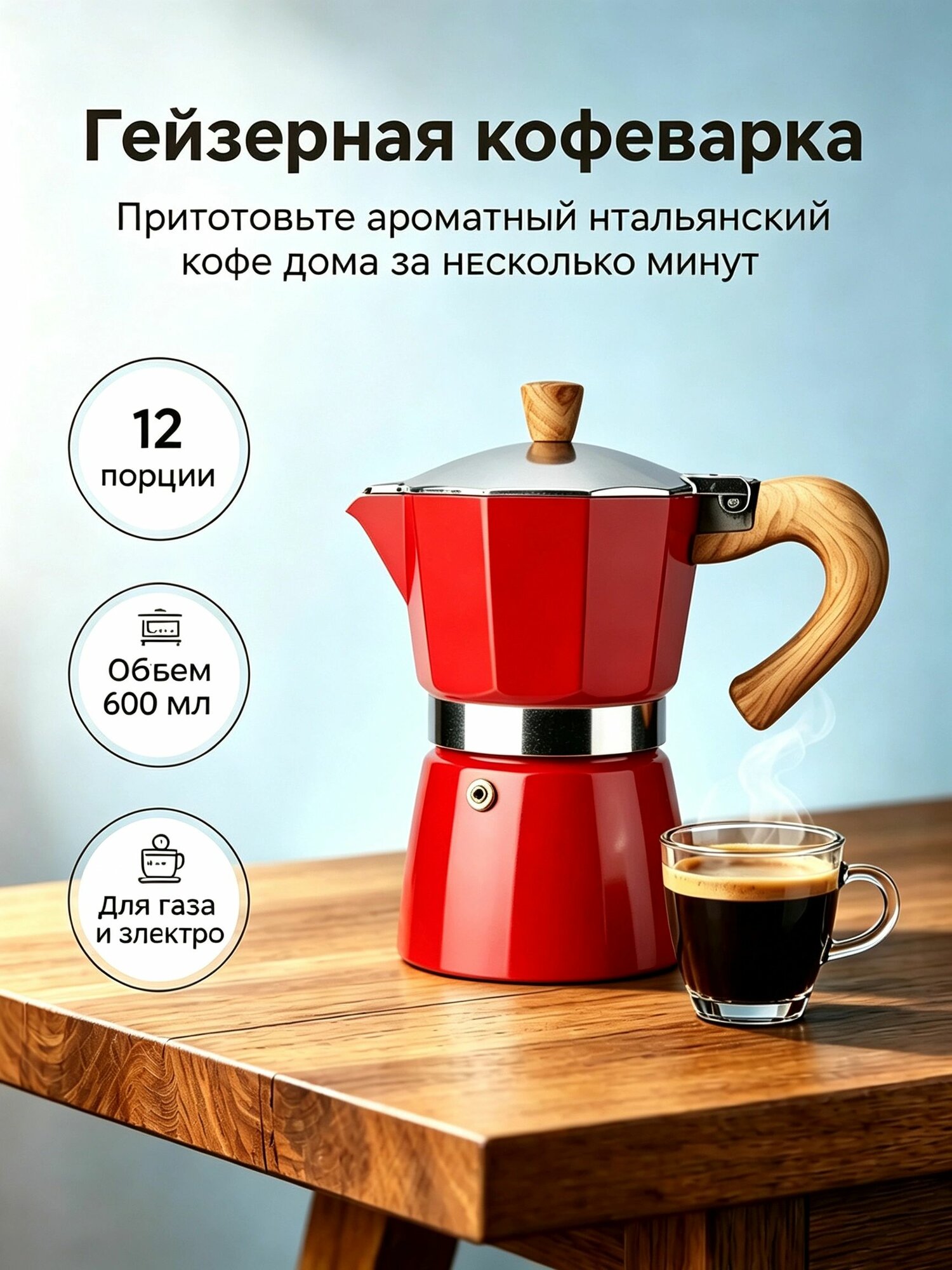 Восьмигранная мока-кофеварка для настоящих ценителей, 3 12 чашек, белый, классический итальянский стиль