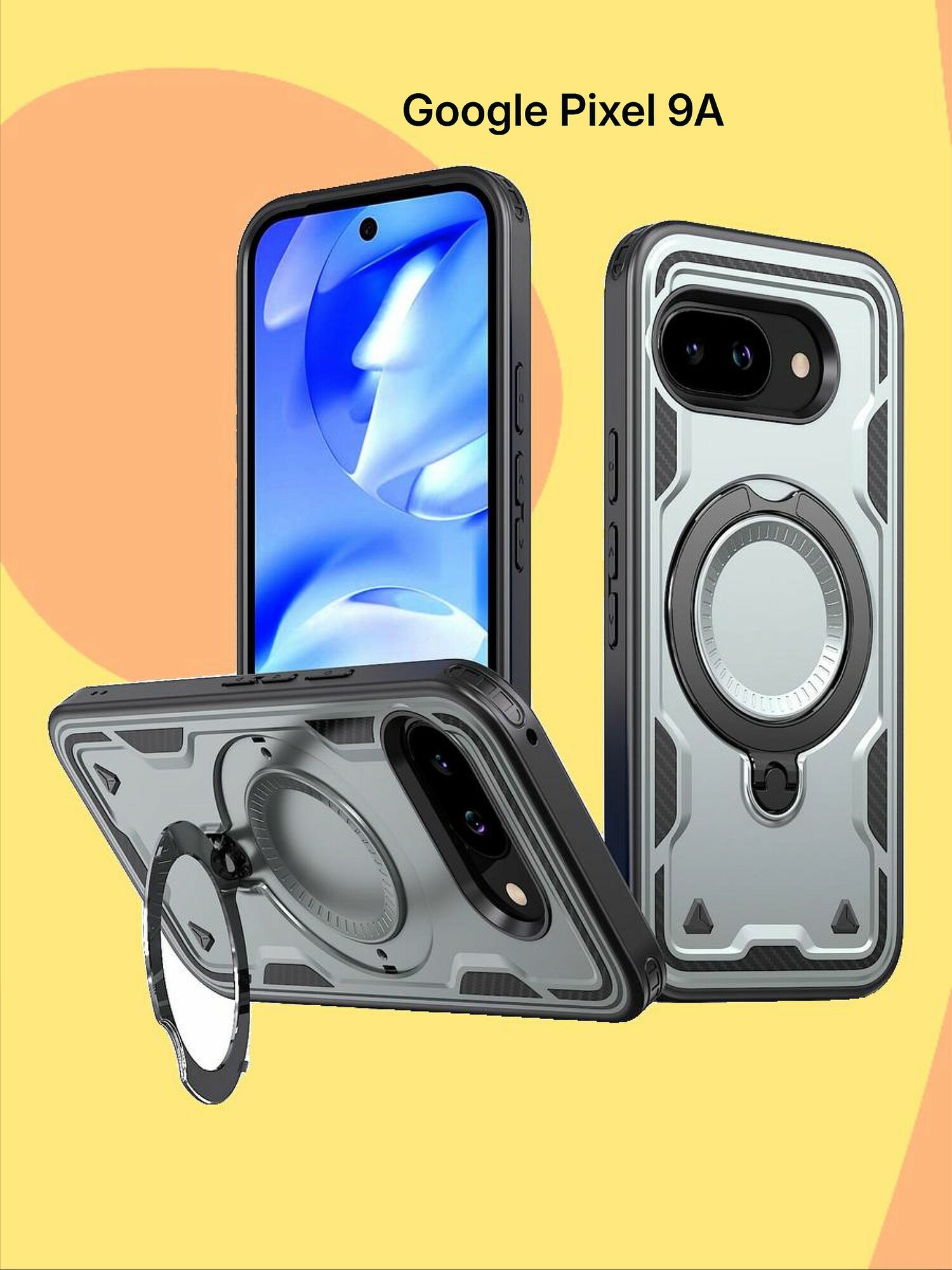 Чехол Magneto Case с кольцом для Google Pixel 9А серый с MagSafe