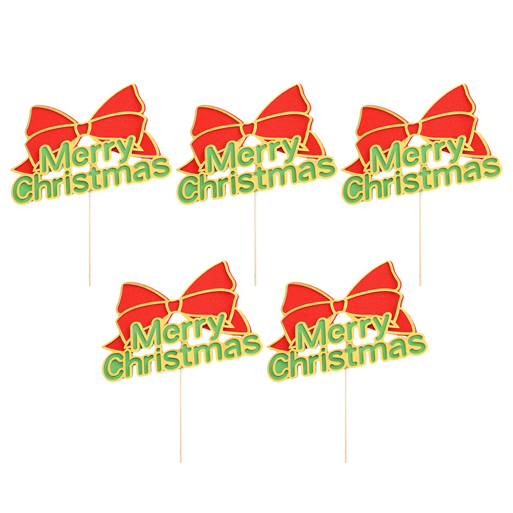 5 Пcs Топперы Для Кексов С Christmas Бант Красный 11.8x7.8cm