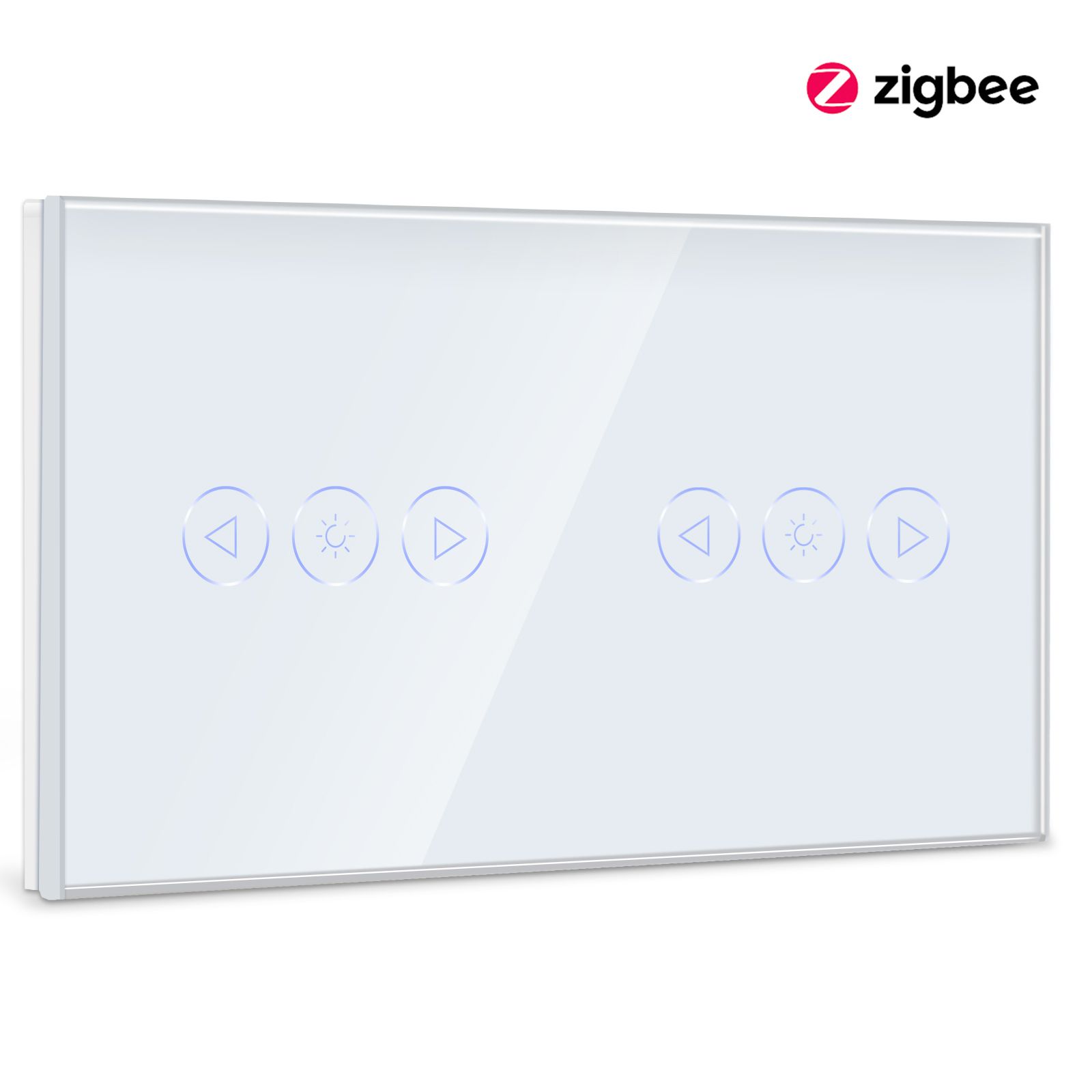 Cенсорный выключатель диммер с Алисой, 2 Zigbee светорегулятор , Умный регулятор яркости для светильника, Белая панель стекло