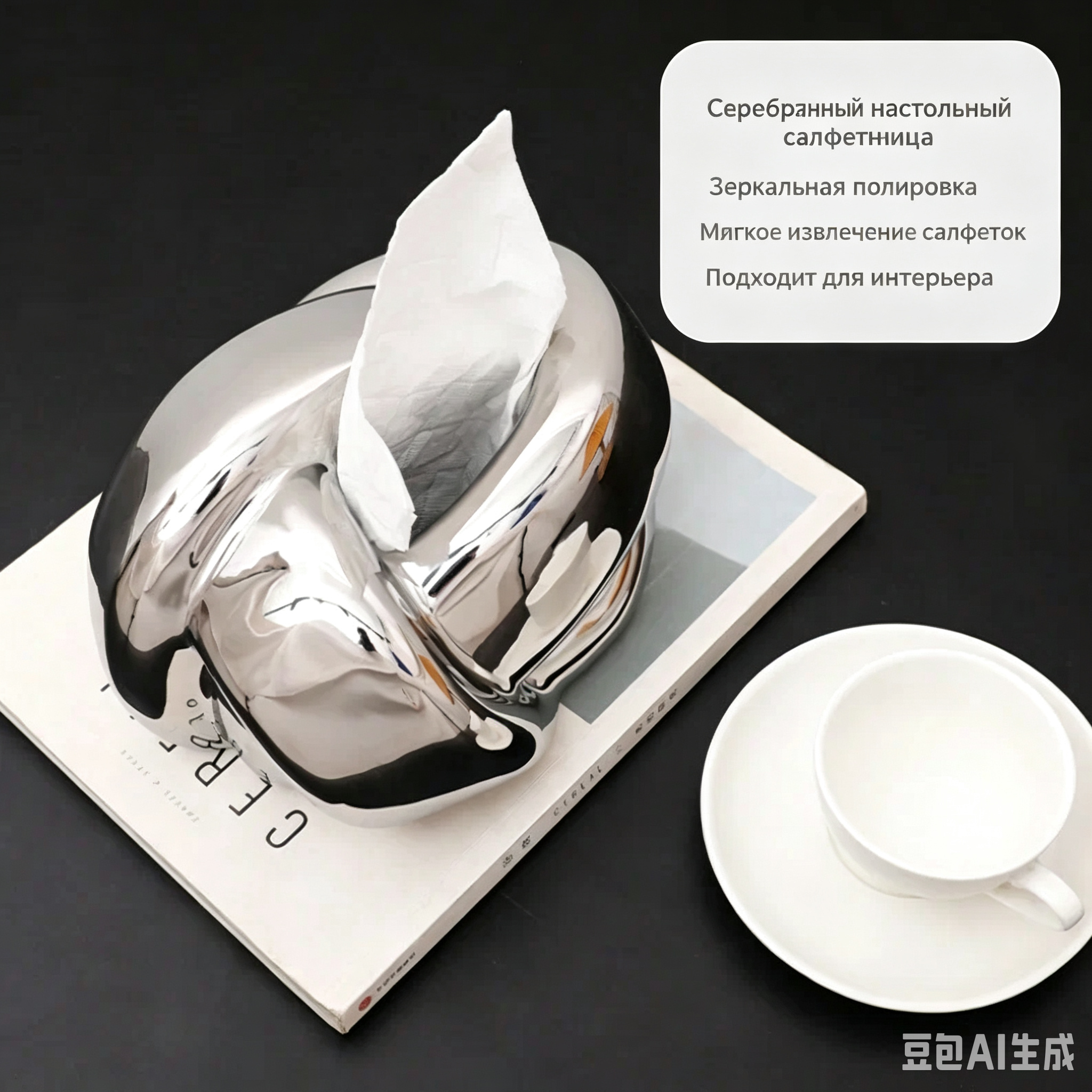 Салфетница MyPads #365done, серебристый, стиль модерн, 22 см x 13 см x 13 см