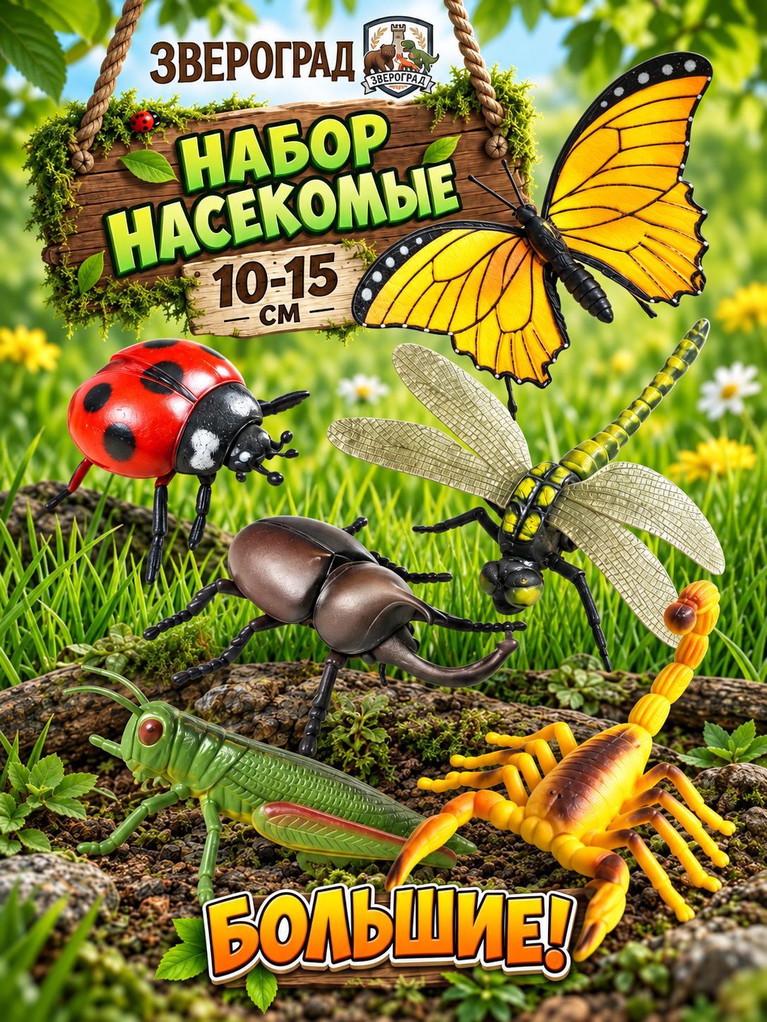 Звероград Большой набор насекомых - фигурки игрушки для детей