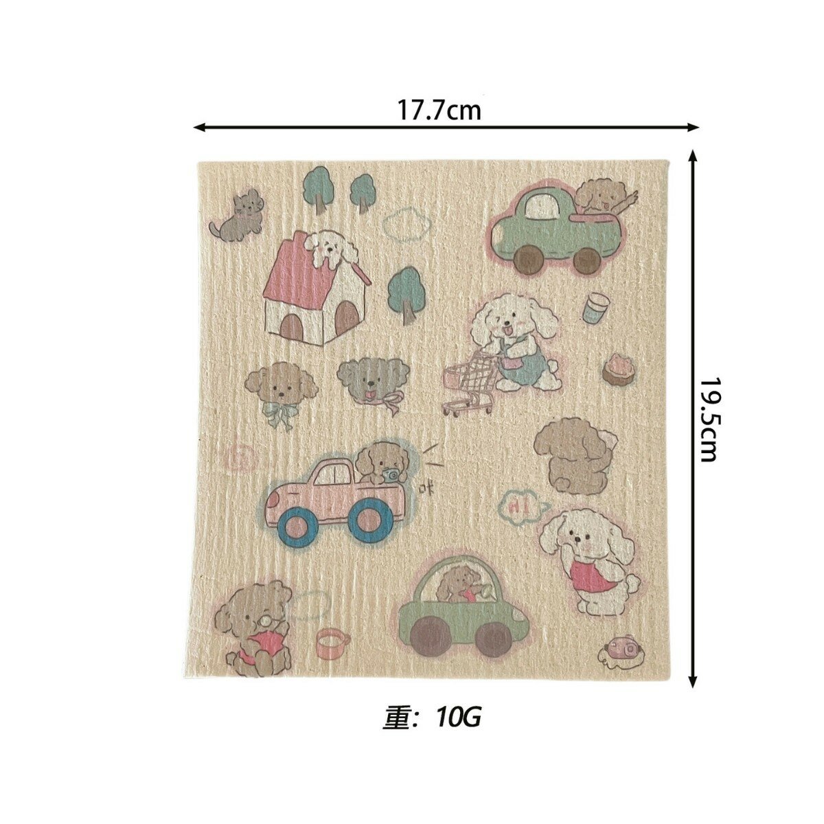 Кухня Леле милая компрессионная хлопковая тряпка хлопчатобумажная тряпка чистая ткань , візок, біла собача, древесна